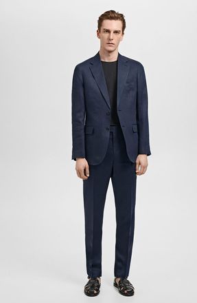 Mango Slim-Fit-Anzughose Amalfi aus 100 % Leinen dunkles marineblau - Herren - 36 - MANGO MAN