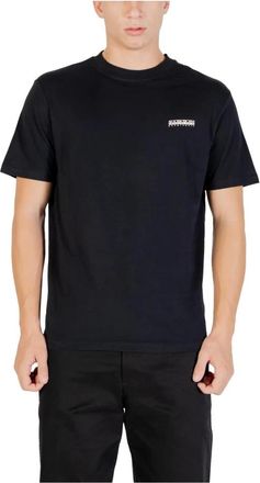 Napapijri Homme, Tops, Noir, Taille: 3XL T-shirt en coton &agrave; manches courtes et col rond