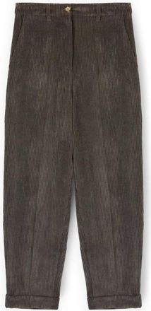 Motivi Femme, Pantalons, Gris, Taille: 38 FR Pantalon carotte en velours c&ocirc;tel&eacute;