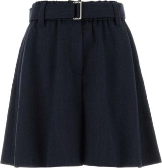 Brunello Cucinelli Pantalon-jupe en cr&ecirc;pe &agrave; chevrons - Femme - Shorts - Bleu - Taille: 38 FR