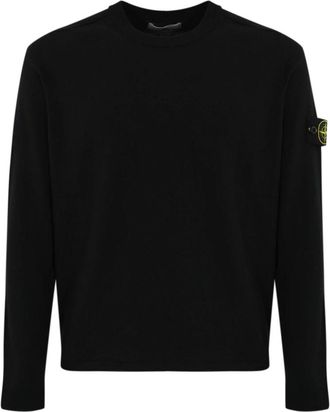 Stone Island Homme, Pulls, Bleu, Taille: M Pull en coton bleu maille c&ocirc;tel&eacute;e