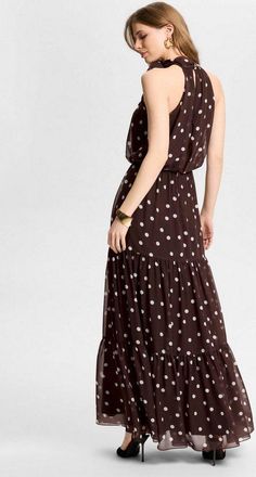 Swing Abendkleid - Abendkleid aus Chiffon mit Polka Dots Taillierter Schnitt mit flie&szlig;endem Rockteil