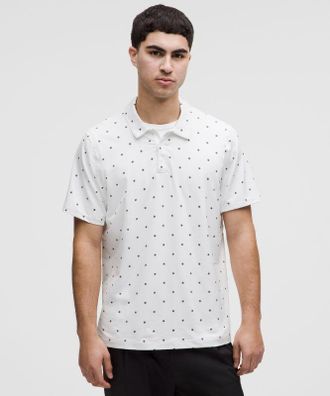 lululemon Sport Polo Short Sleeve f&uuml;r M&auml;nner - Gr&ouml;&szlig;e XL in Star Flower White Rainforest Green