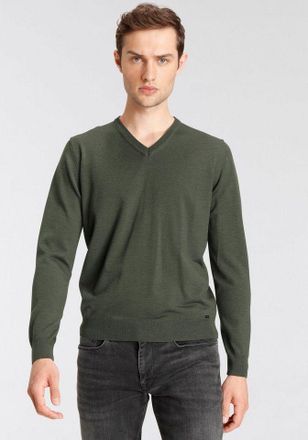 Olymp V-Ausschnitt-Pullover OLYMP Strick Casual aus reiner Wolle