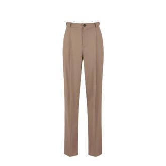 Elisabetta Franchi Femme, Pantalons, Brun, Taille: 36 FR Pantalon en Gabardine de Coton