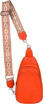 styleBREAKER Femme One Shoulder Sac à dos, bandoulière à motifs géométriques, sac crossbody unicolore, sac à dos de ville, sling bag 02012400, couleur:Orange