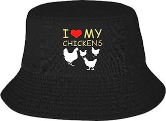 Generic Chapeau De Seau Jaime Mes Poulets Femme Chapeau De P&ecirc;cheur &Eacute;t&eacute; Respirant Bonnet De Soleil, pour Chasse, Le Camping, La Randonn&eacute;e, 56-58cm