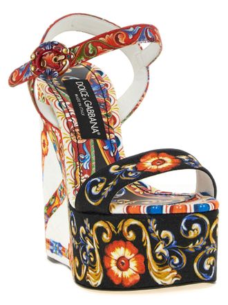 Dolce & Gabbana Womens Multicolor Viscose Wedge Sandals