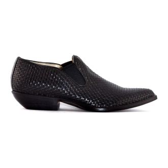 Sonora Schwarze gewebte Leder-Slip-On-Stiefel - - Shoes - Damen - Schwarzk - 36 EU