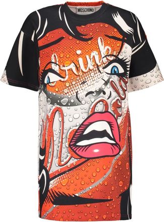 Moschino Bedrucktes Baumwoll-T-Shirt-Kleid - - Dresses - Damen - Mehrfarbig - 2XS