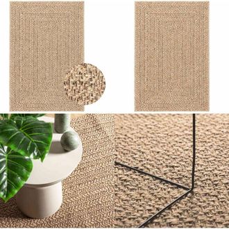 vidaXL Teppich ZIZUR Beige 100x200 cm Jute-Optik Indoor und Outdoor - Garten - Terrasse