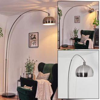 HOFSTEIN Stehleuchte Baloca, Stehlampe aus Metall in Schwarz/Nickel-matt/Wei&szlig; mit Marmorfu&szlig;, verstellbare Leuchte im Vintage-Design, Lichteffekt u. Fu&szlig;schalter