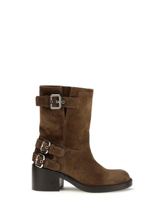 Chlo&eacute; Womens Ankle Boots Dakota Chocolate Brown Suede Calf Leather