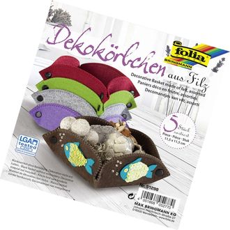 Folia 51298 - Filzkörbchen, Dekokörbchen, 5er Set, klein, ca. 11,5 x 11,5 cm, farbig sortiert - ideal zur Dekoration und Aufbewahrung