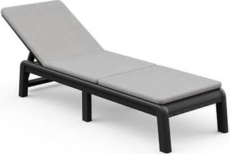 Keter Palma Sonnenliege für den Garten mit 4-Fach Verstellbarer Rücklehne und bequemer Auflage, klappbare Gartenliege, grau, 187 x 58 x 29 cm, pflegeleicht,