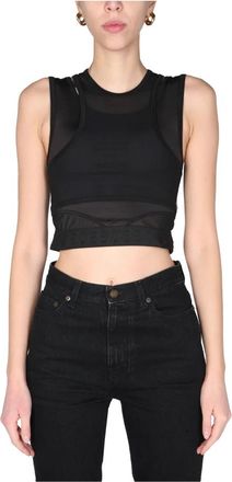 Alexander McQueen Panelled Sport Crop - - Tops - Damen - Schwarzk - XS