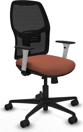 Piqueras y Crespo Alfera atmungsaktiver B&uuml;rostuhl mit wei&szlig;en und schwarzen Armlehnen, h&ouml;henverstellbare Lendenwirbelst&uuml;tze, ausgestattet mit Syncro/Traslack und Schneid