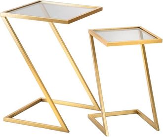 Mauro Ferretti Beistelltische 2er-Set, Tischplatten aus Rauchglas