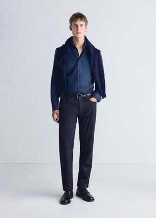 Mango Slim-Fit-Hemd aus Comfort-Stretch-Baumwolle, b&uuml;gelfrei tintenblau - Herren - XS - MANGO MAN