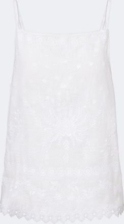 Eres Top Corail en lin &agrave; broderies