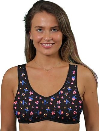 Undercover Soutien-gorge en coton extensible sans fil &agrave; bretelles larges pour femme B-DD, motif floral noir, 66