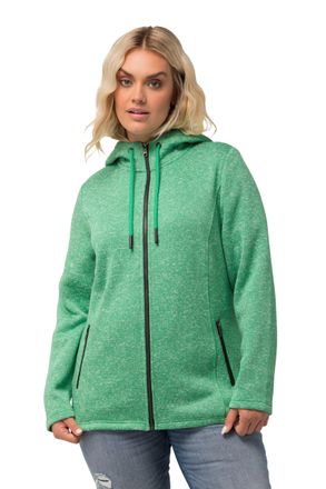 Ulla Popken Damen Strickfleece-Jacke, Kapuze, Reißverschlusstaschen Sweatjacken, Grün, 42-44
