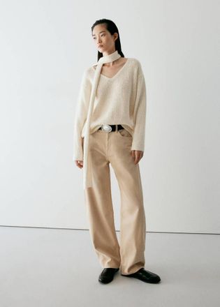 Mango Ballonhose aus Cord ecru - Damen - 34 - MANGO
