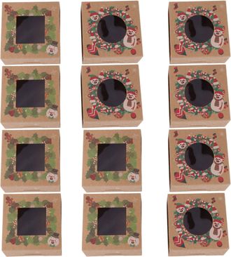 Cabilock 12 St&uuml;ck Weihnachtspl&auml;tzchenschachteln f&uuml;r Kuchen Weihnachten f&uuml;r Kuchen im Ofen mit Fenster f&uuml;r S&uuml;&szlig;igkeiten f&uuml;r Geschenke