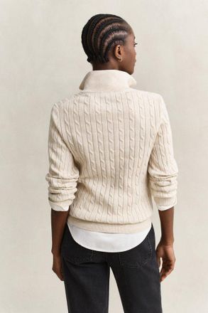 GANT Strickpullover STRETCH COTTON CABLE HALF-ZIP Mit Rundhalsausschnitt
