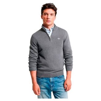 GANT Pull d&eacute;contract&eacute; en Coton &agrave; Demi-Fermeture &eacute;clair pour Homme, Gris fonc&eacute; m&eacute;lang&eacute;, 5XL