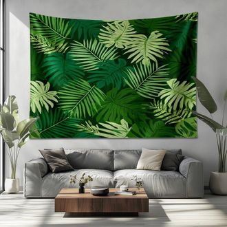 Generic Wohnzimmer Schlafzimmer Wandteppich Tropisch Palmenblatt Textur Mikrofaser Weich leicht Wanddekoration Gr&uuml;N Modern Wandbehang Wandteppich Geschenk f&uuml;r