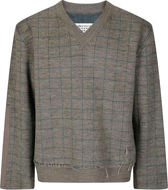 Maison Margiela Pull &Agrave; Col V - Vert