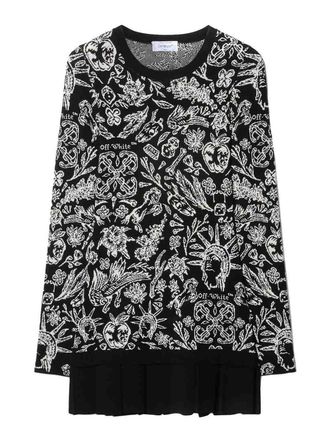 Off-white Robe Au Genou - Noir