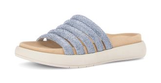 Gabor Pantolette GABOR, Damen, Gr. 38, blau (hellblau), Textil, Schuhe Pantolette, Plateau, Sommerschuh, Schlappen in funkelnder Optik