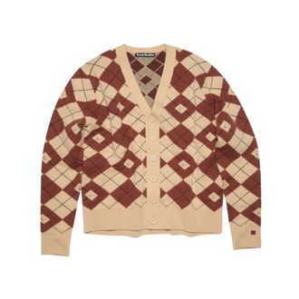Acne Studios Biscuit Beige | Deep Red Strickjacke - - Knitwear - Damen - Rot - M