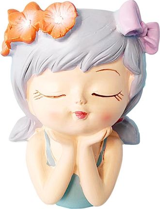 Generic Dekoratives M&auml;dchen Gesicht Pflanzer - Frauenkopf -Pflanzerentw&auml;sserung, Innengesichtskulptur | Innenhauptbeobachter mit bl&uuml;hbarem Harzkonstruktion, B