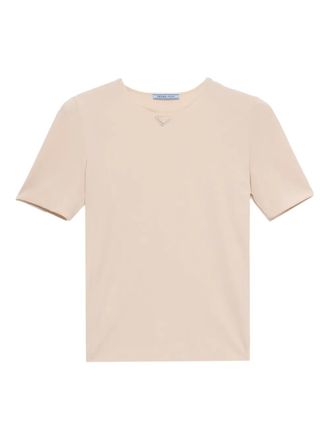 Prada T-Shirt mit Triangel-Logo - Rosa