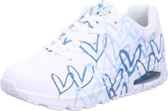 Skechers Femme Uno Spread The Love Basket, White Duraleather/Blue Heart Print Trim, 36 EU