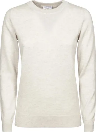 Brunello Cucinelli Femme, Pulls, Beige, Taille: 40 FR Girocollo M/L