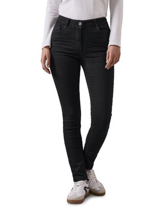 Cecil Damen Style Vicky 1-Knopf 49 Jeans im Slim Fit, Schwarz, 27W / 32L