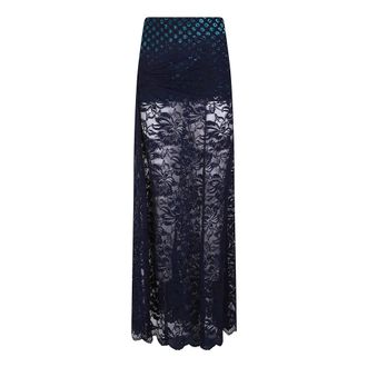 Paco Rabanne Maxi-Rock mit Trompe-loeil-Effekt aus Spitze - - Skirts - Damen - Blau - S