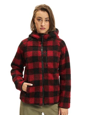 Brandit Women Teddyfleece Jacket Hooded, Farbe: red/black, Gr&ouml;&szlig;e: S