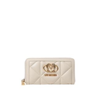 Love Moschino Femme, Accessoires, Beige, Taille: ONE Size Portefeuille zipp&eacute; matelass&eacute; ivoire