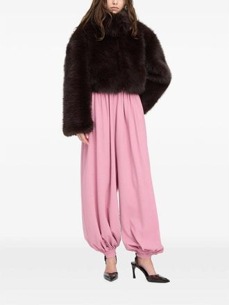 Rotate Faux Cropped Jacket - Brown