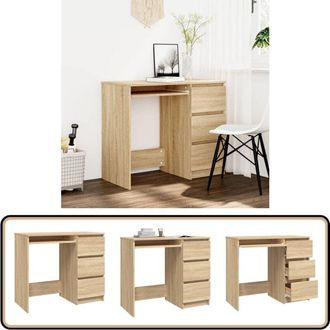vidaXL Bureau Chêne sonoma 90x45x76 cm Bois dingénierie - Bureau - Meuble De Bureau - Bureau Ordinateur - Bureau Design - Bureau Compact