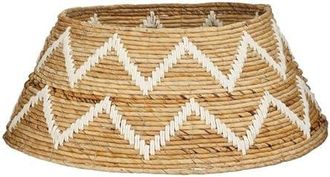 Mica Mica Decorations Weihnachtsbaumrock - H25 x &Oslash;50 cm - Bananenblatt - Braun, Wei&szlig;