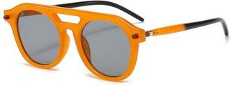 Generic Lunettes de soleil pour femmes vintage rondes lunettes de soleil hommes tendance lunettes de soleil de luxe UV400 lunettes, Orange, Taille unique