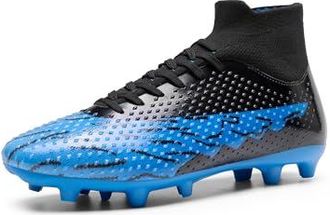 Dream Pairs Chaussures de Football pour Hommes Crampons à Lacets Confortable et Durable Chaussures dentraînement Professionnel,Size 46,Noir/Bleu Roi,SDSS2401M