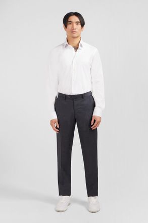 Eden Park Pantalon Regular Gris En Laine &Agrave; Plis Cass&eacute;s