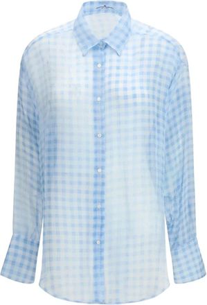 Ermanno Scervino Femme, Blouses et Chemises, Bleu, Taille: 38 FR Sheer Gingham Shirt
